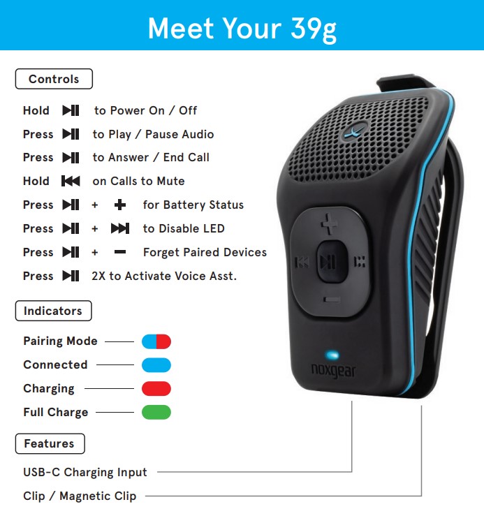 39g Wearable Bluetooth Speaker | Noxgear